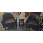 TrumanPick Accent Chair Set of 2, Faux Leather, Black, Solid Wood Legs ...