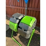 FCMP Outdoor HOTFROG 37-Gallon Dual Chamber Tumbling Composter, Large ...