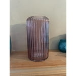 Better Homes & Gardens 9.8" Pink Ribbed Glass Vase Modern Decorative ...