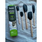 Tovolo Silicone Spatula with Wooden Handle Set of 5 Piece Silicone ...