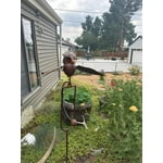 Large Kinetic Metal Brown Owl, Wind Spinner Garden Art & Yard Stake ...
