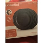 Beautiful Scallops Set of 4 Stoneware Dinner Plates Black by Drew ...