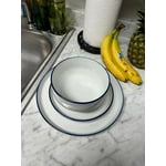Mainstays 12-Piece Blue Rim Stoneware Dinnerware Set, Microwave and ...