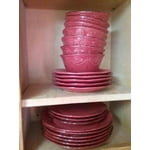 Elama Rustic Birch 16 Piece Stoneware Dinnerware Set in Red - Walmart.com