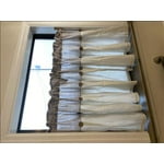 Lush Decor Linen Button Kitchen Tiers - Blue/White - 29 x 24 - Walmart.com