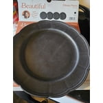 Beautiful Scallops Set of 4 Stoneware Dinner Plates Black by Drew ...