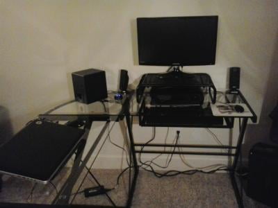 Z Line Belaire Glass L Shaped Computer Desk Dimensions - Glass Designs
