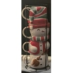 Holiday Time Snowman 4-Piece 12oz Glazed Stoneware Stacking Mug Set ...