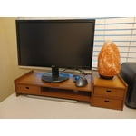 Maydear Bamboo Monitor Stand Riser with Storage Drawer, 2 Tier Desk ...