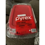Pyrex Easy Grab 4-piece Rectangular Glass Bakeware Set with Red Lids ...