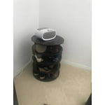 Montauk 16 Pair Organizer, Revolving White Wood Shoe Storage Rack with ...