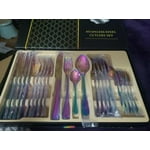 Colorful Silverware Set, 24-Piece Stainless Steel Rainbow Flatware Set ...