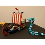 LEGO Creator 3 in 1 Viking Ship, Midgard Serpent & Fenris Wolf Figure ...