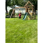 KidKraft Lawnmeadow Wooden Outdoor Swing Set with Slide and Monkey Bars - Walmart.com