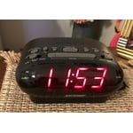 NELSONIC Digital AM/FM Alarm Clock Radio, Black with Red LED Display ...
