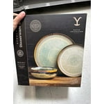 Yellowstone 12-Piece Ceramic Dinnerware Set, Stoneware with Reactive ...