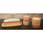 Wanda June Home Vintage Stripe Orange Stoneware Butter Dish, Sugar ...