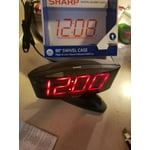 Sharp LED Digital Alarm Clock, Swivel Base, Silver Case, Red Display ...