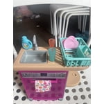 Barbie World Toy Dishwasher Set with 9 Dollhouse Kitchen Accessories ...