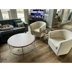 Sauder International Lux Round Coffee Table, Deco Stone Finish, Modern ...