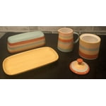 Wanda June Home Vintage Stripe Orange Stoneware Butter Dish, Sugar ...