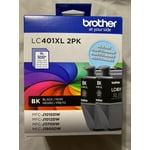 Brother Genuine LC401XL 2PK High-Yield 2-Pack Black Inkjet Printer Ink ...