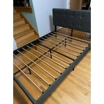 Mellow Nola Upholstered Platform Bed Frame with Headboard, Dark Gray ...