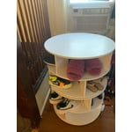 Montauk 16 Pair Organizer, Revolving White Wood Shoe Storage Rack with ...