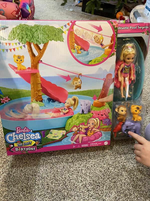 Chelsea Doll Pool Water Slide Zipline Animals Barbie & Chelsea Lost ...