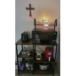 Dinaza Kitchen Bakers Rack & Microwave Stand, Wine Furniture Wooden Organizer Shelf with Storage ...