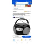 ByronStatics Portable CD Player Boombox, AM FM Radio, AC DC Power ...