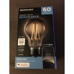 Merkury Innovations A19 WiFi LED Smart Bulb 60W Glass Vintage Edison ...