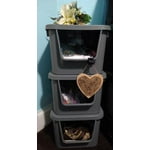 Your Zone Square Stacking Bin Plastic, Gray Flannel - Walmart.com
