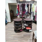 Montauk 16 Pair Organizer, Revolving White Wood Shoe Storage Rack with ...