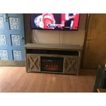 "BELLEZE 58"" Farmhouse Barn Door TV Stand with 23"" Fireplace for TVs ...