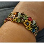 Falari Vintage Flower Bracelet Bangle Crystal Beads Hand-Painted Gold ...