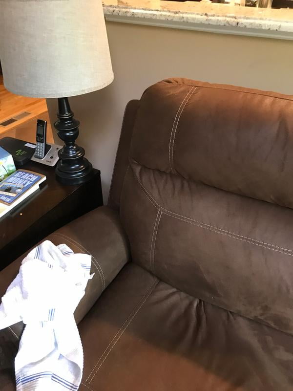 Ashley Furniture Austere Faux Leather Reclining Sofa In Gray | Cabinets ...