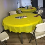 Way to Celebrate! Round Plastic Neon Yellow Table Cover, 84in - Walmart.com