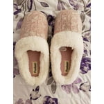 Dearfoams Women's Cable Knit Clog Slippers with Memory Foam and Machine ...