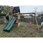 KidKraft Summit View Wooden Swing Set / Playset with Slides, Rock Wall ...
