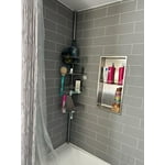 Mainstays Tension Rod Shower Caddy, 3-Tier Corner Pole, Adjustable from ...