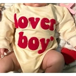 Baby Boy Valentines Day Outfit 3M 6M 12M 18M Sweatshirt Romper Long Sleeve Bubble Onesie Newborn ...
