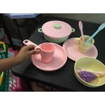 KidKraft 27-Piece Pastel Cookware Playset, Plastic Dishes, Pots, Pans ...