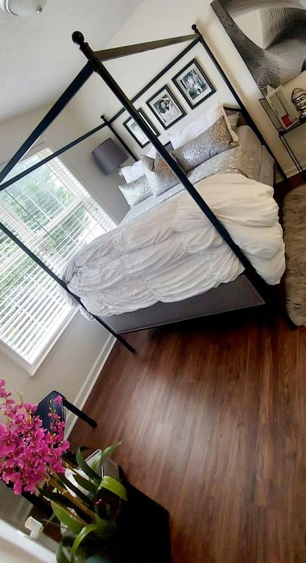 Free Shipping Weston Home Hazleton Black Metal Queen Canopy Bed with Grey Upholstered Headboard and Footboard Walmart