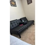Mainstays Memory Foam 71.5" Futon with Cupholder and USB, Black Faux ...