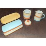 Wanda June Home Vintage Stripe Orange Stoneware Butter Dish, Sugar ...