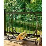 Costway 40-Inch Tubular Steel Log Hoop Firewood Storage Rack Holder ...