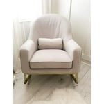 MoDRN Glam Velvet Rocking Chair with Lumbar Pillow, Off-White/Satin ...