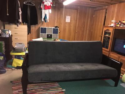 Customer reviews for Relax a Lounger Conway Futon with Storage Gray Fabric Walmart