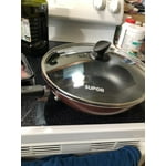 Supor Nonstick Aluminum Wok with Lid, 12 in Stir Fry Pan for Noodles ...